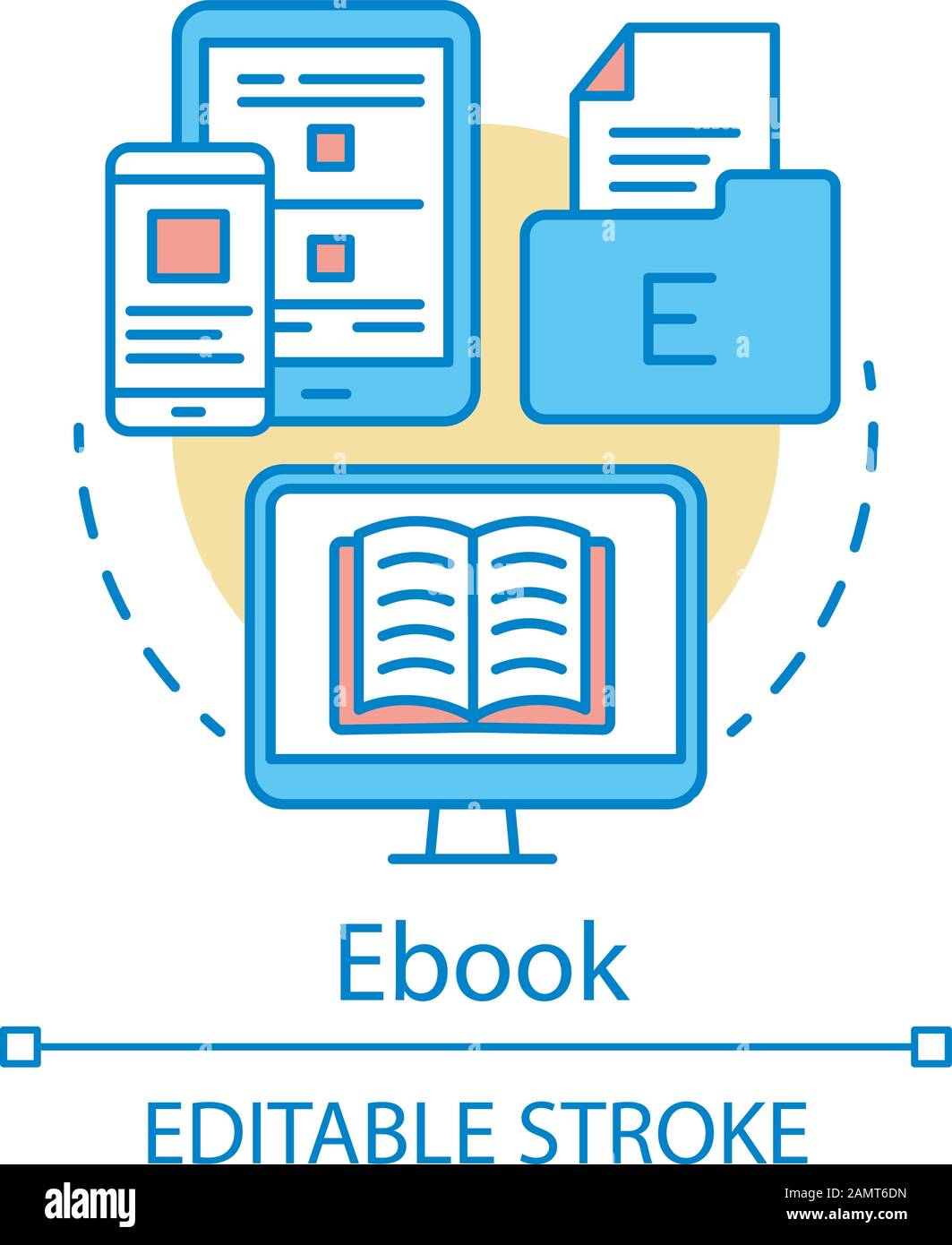 Ebook concept icon. Online learning idea thin line illustration ...