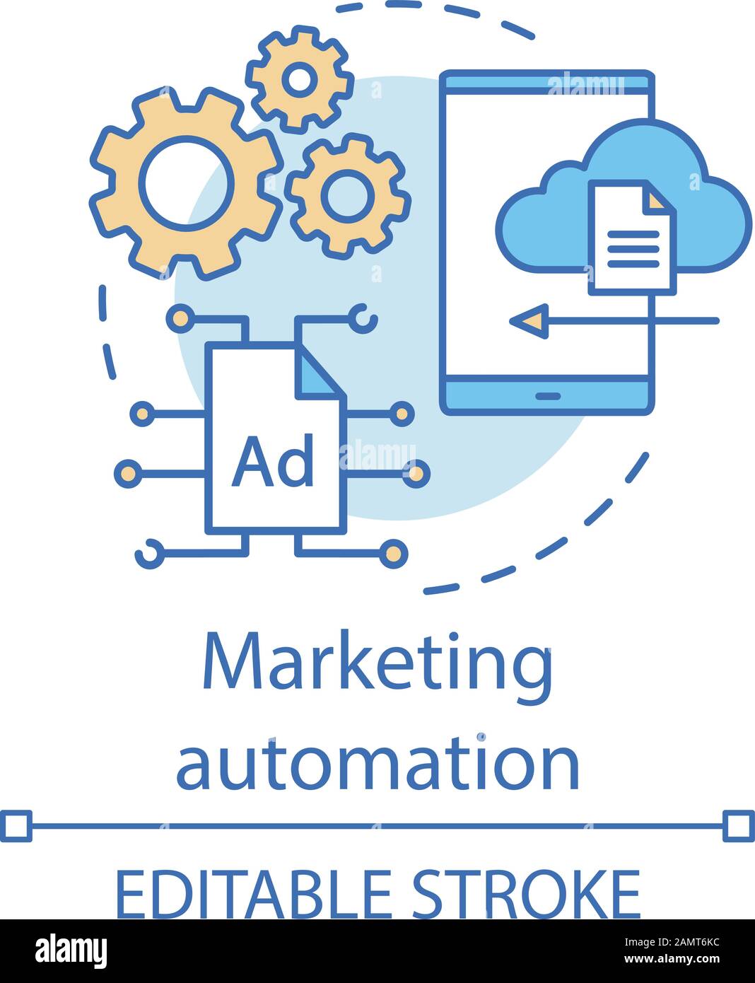 Marketing automation concept icon. Digital marketing tactic, software ...