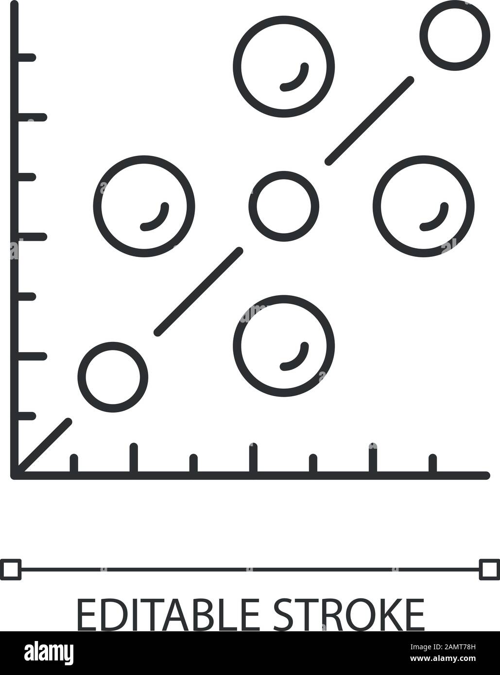 Scatter plot linear icon. Scattergram. Mathematical diagram. Chart on coordinate plane ...