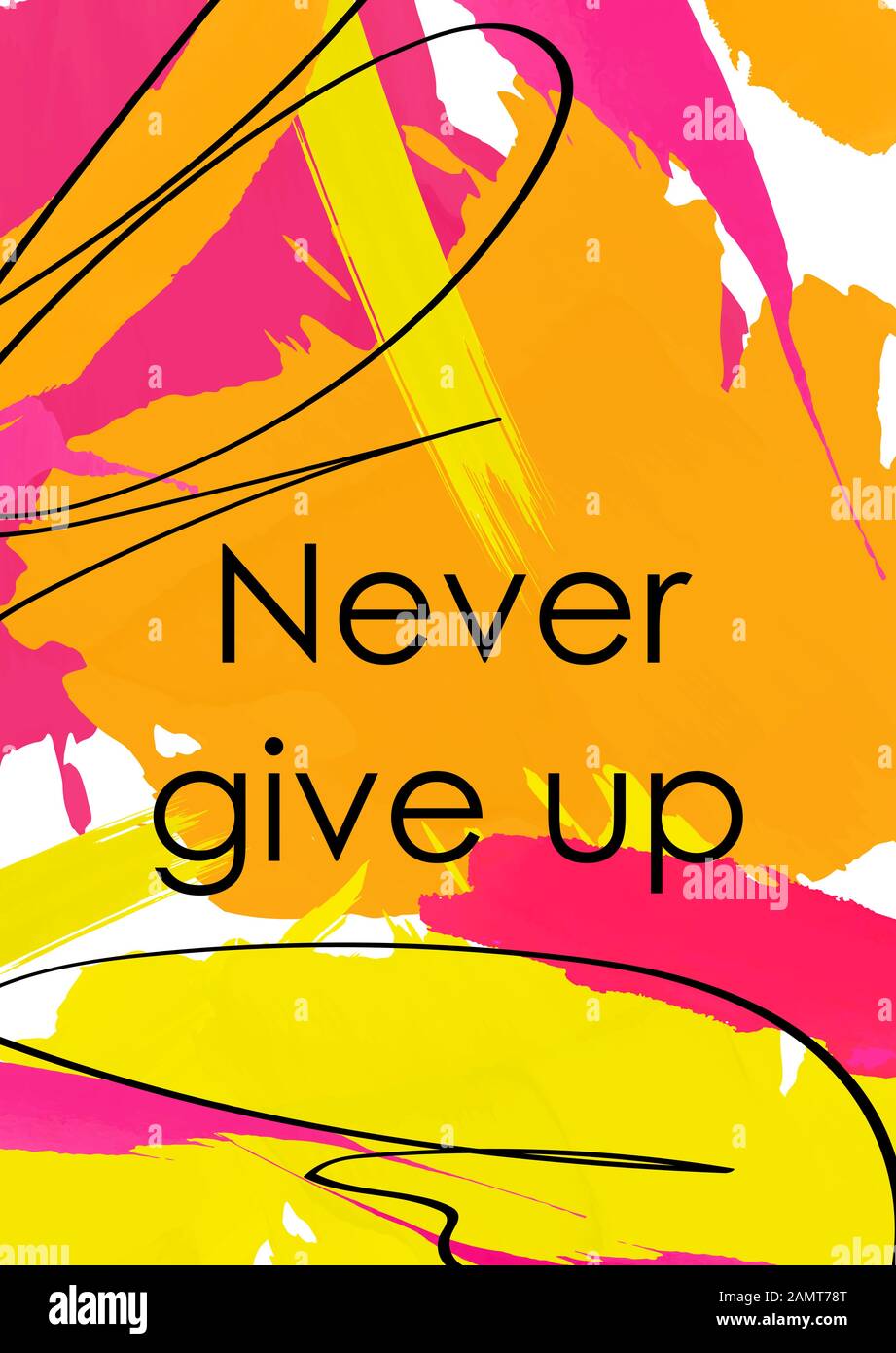 Never give up slogan abstract vector postcard template. Encouraging ...