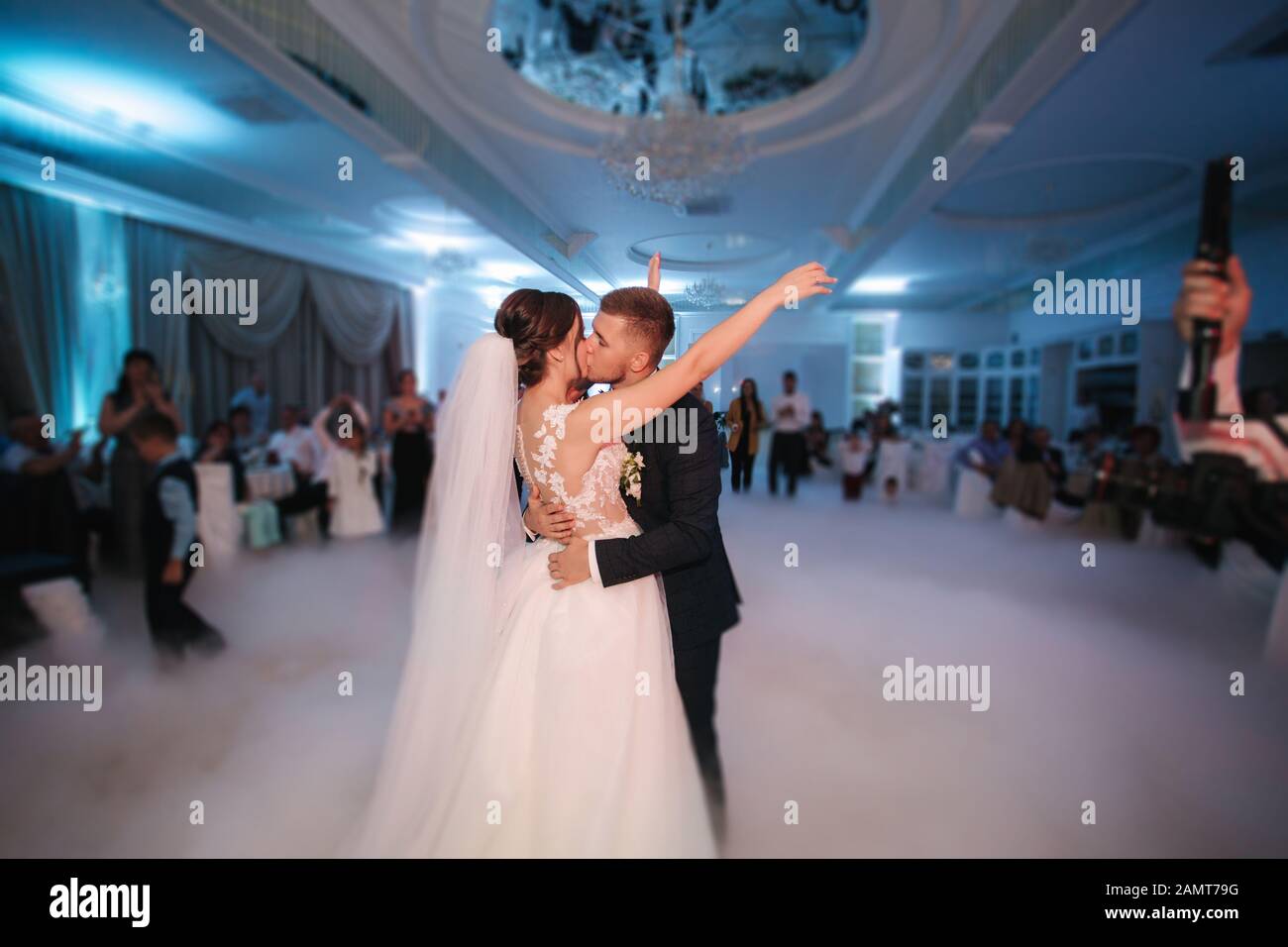 First wedding dance groom and bride in restaurant Stock Photo - Alamy