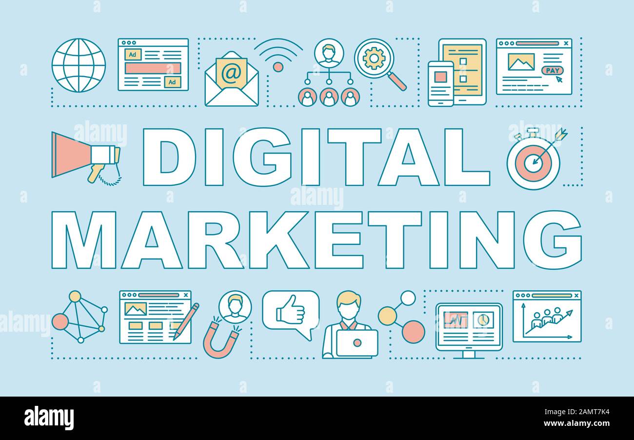 Digital marketing word concepts banner. Customer attraction, lead ...