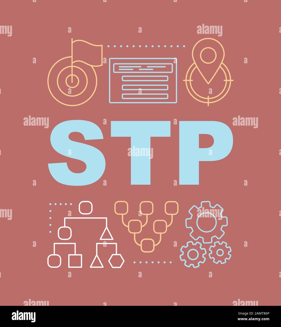 STP red word concepts banner. Segmentation, targeting, positioning ...