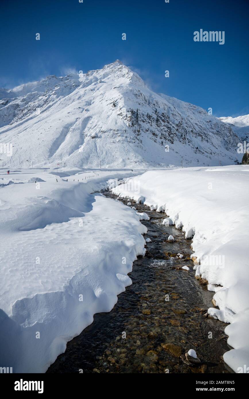 Alpine creek in mountains, Sportgastein ski resort, Gastein, Salzburg ...