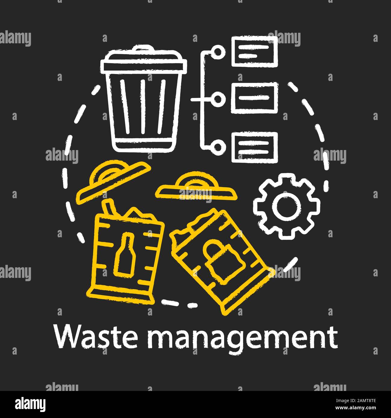 Zero waste living, waste management chalk concept icon. Recyclable ...