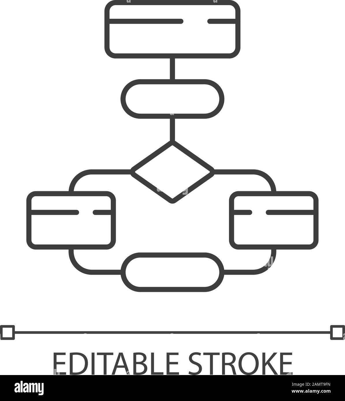 Flow diagram linear icon. Flowchart. Process visualization. Problem ... Flow diagram linear icon. Flowchart. Process visualization. Problem ...