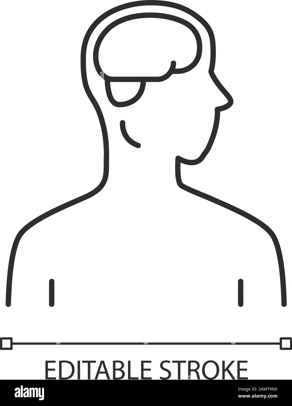 Healthy brain linear icon. Human organ in good health. Functioning ...