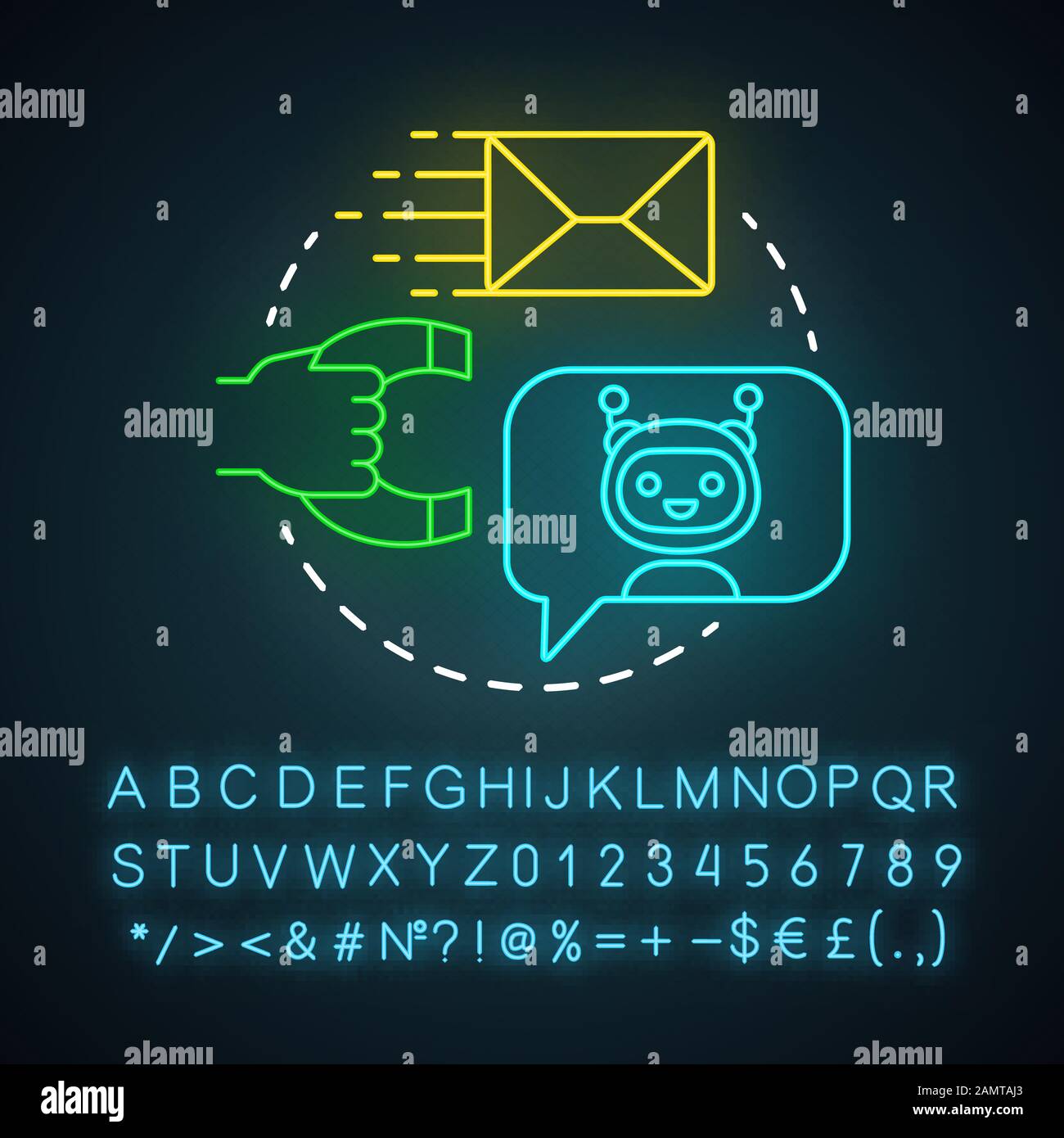 Attract neon light icon. Inbound marketing method for customer ...