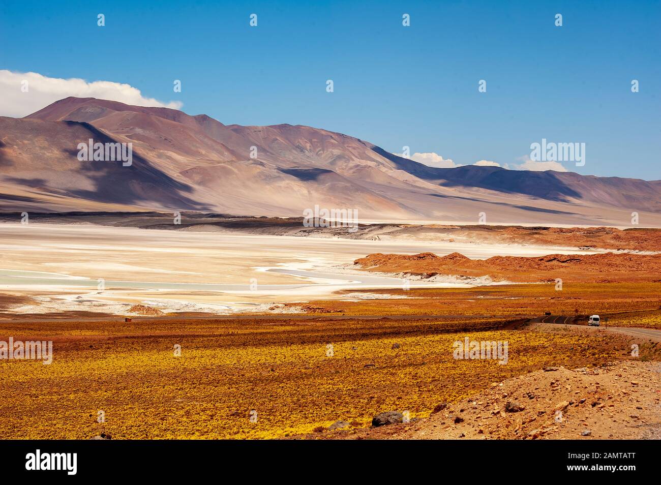 Salar de Talar Lake as seen from Aguas Calientes Viewpoint on the Ruta ...