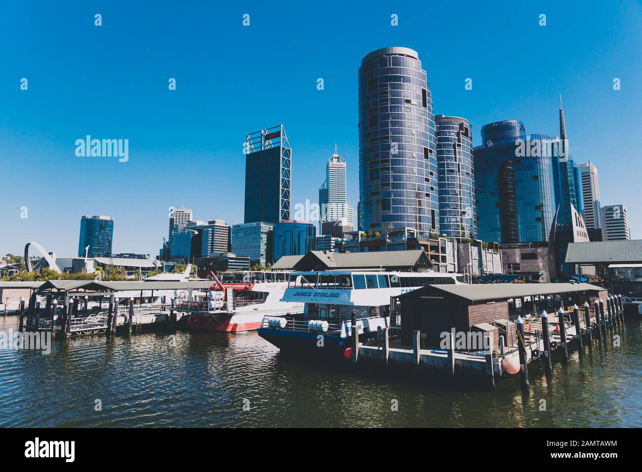 PERTH, AUSTRALIA - January 6th, 2020: view of Elizabeth Quay and ...