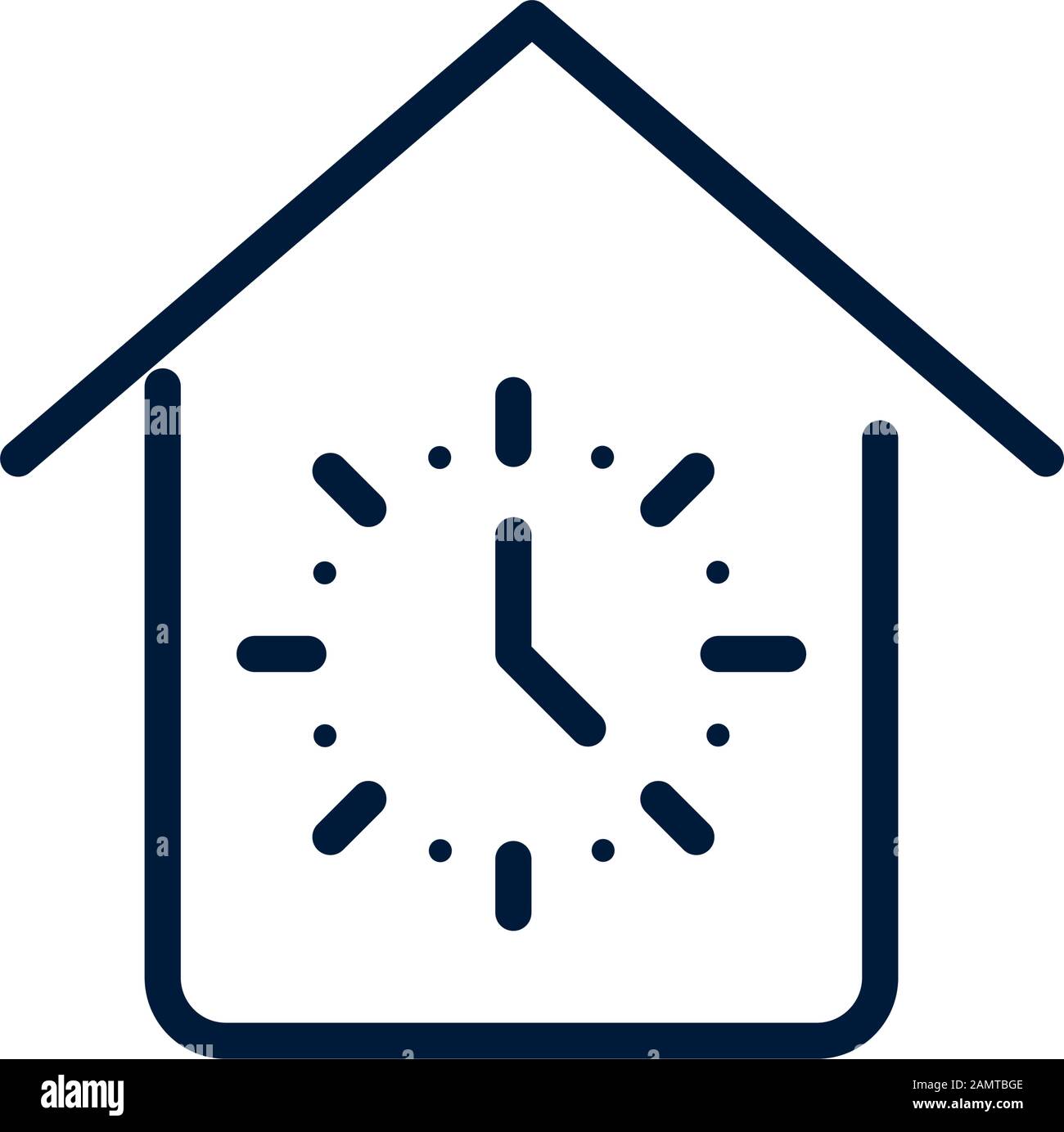 time clock house linear design on white background vector illustration ...