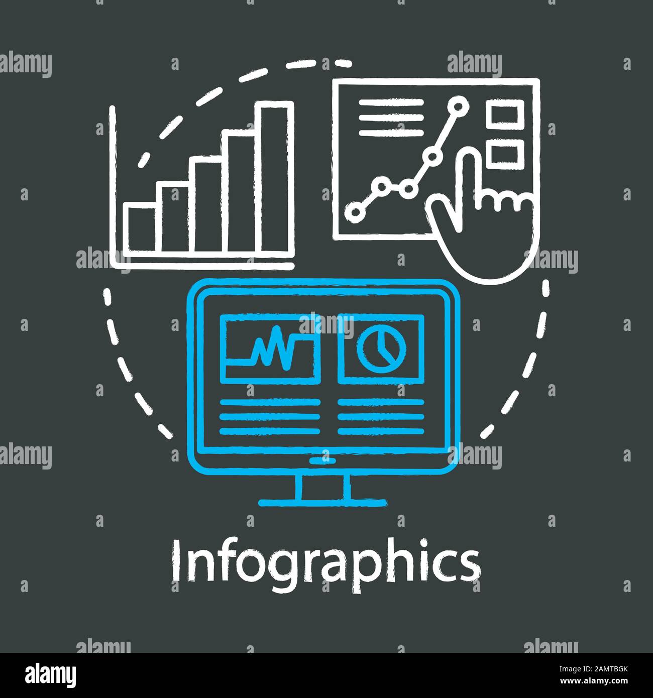 Infographics chalk concept icon. Channels for SEO idea. Marketing, SMM ...