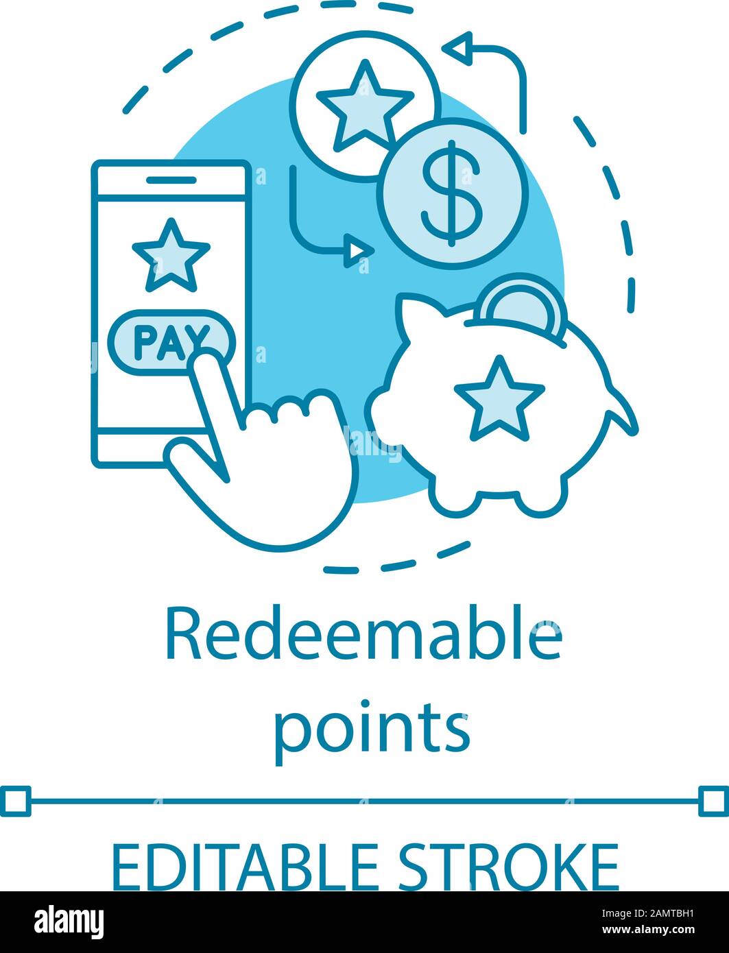 Redeemable points concept icon. Cashback, redeem bonuses idea thin line ...