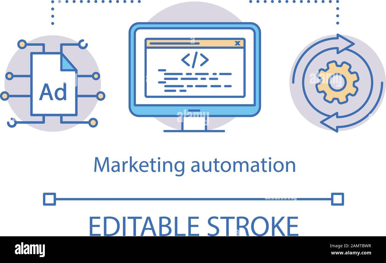 Marketing automation concept icon. Digital marketing tactic idea thin ...