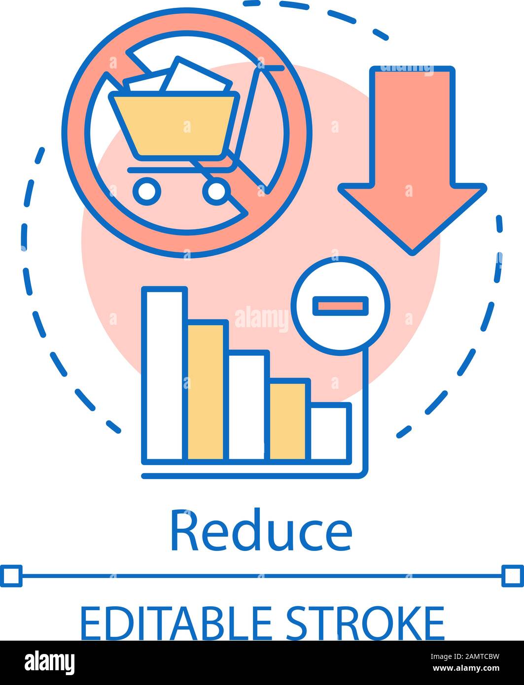 Zero waste lifestyle, waste management, reduce consumerism concept icon ...