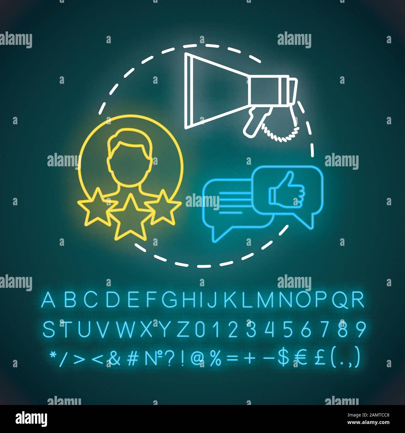 Brand advocate concept neon light icon. Referral marketing. Positive ...