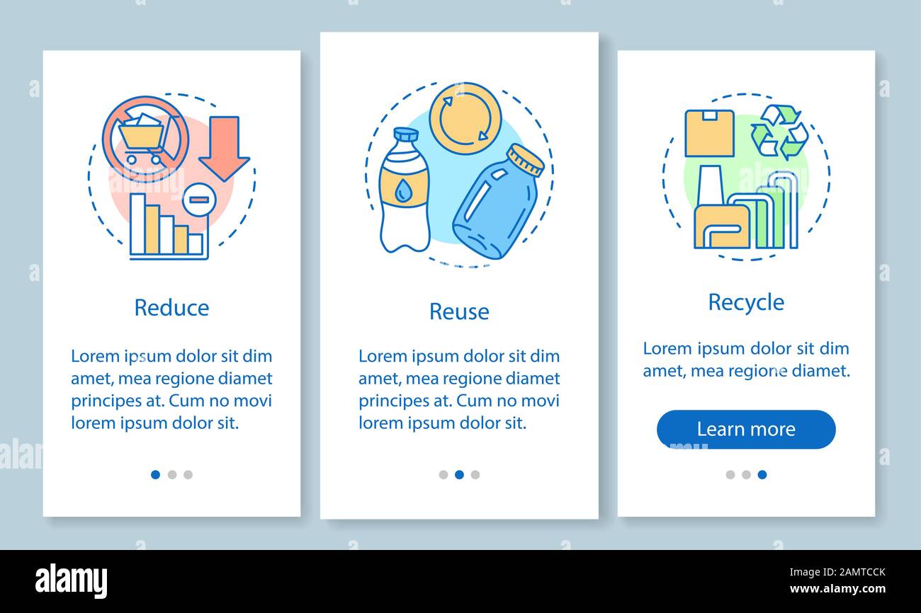 Waste management onboarding mobile app page screen with linear concepts ...