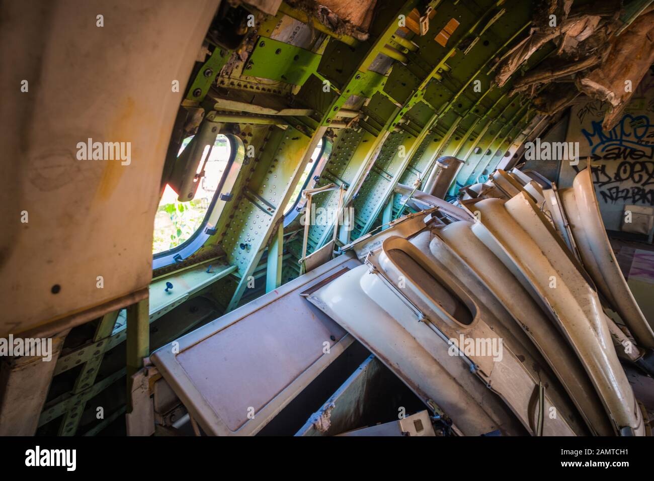Bangkok/Thailand-06 December 2019: Bangkok airplane graveyard, window ...