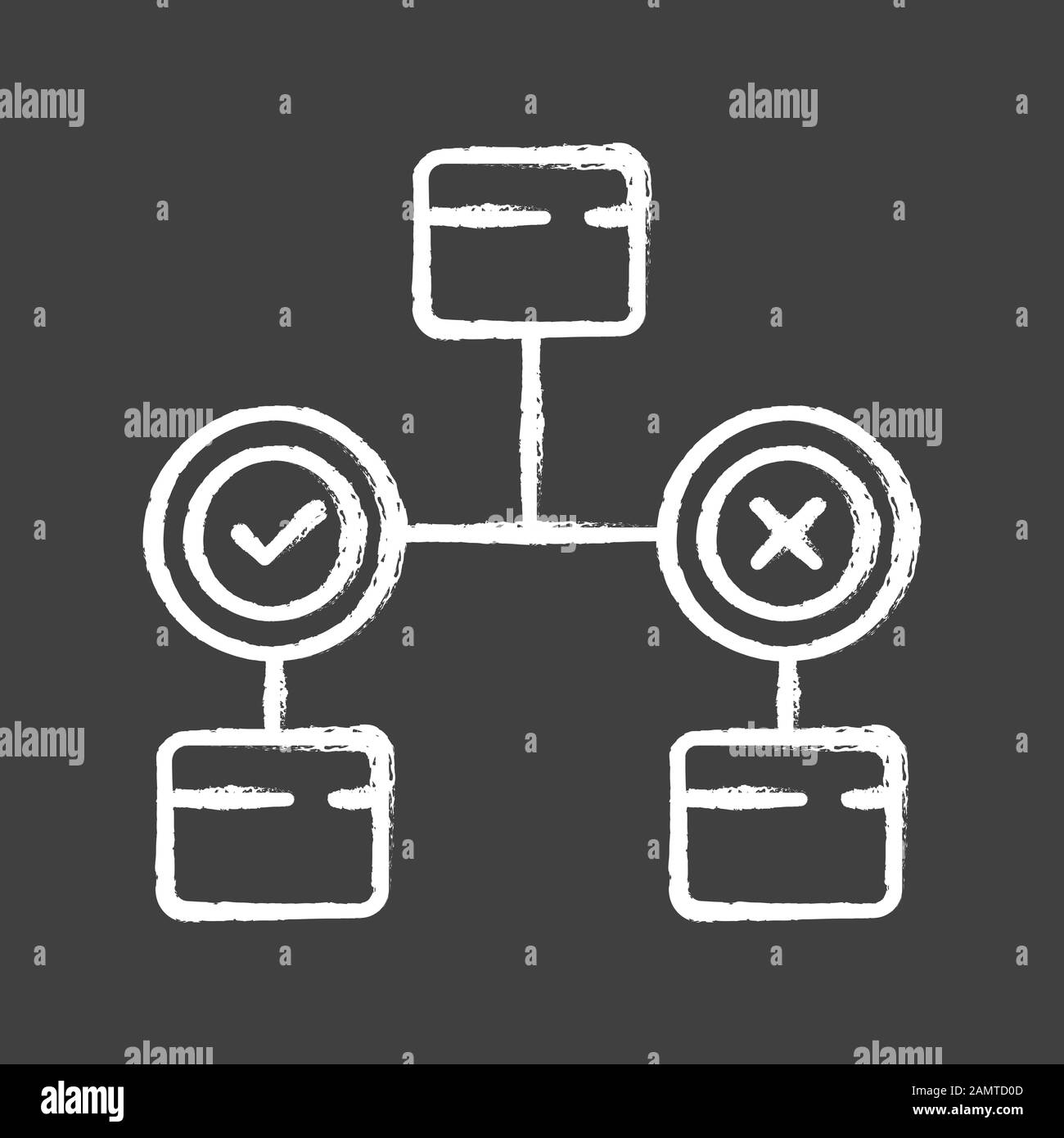 Decision diagram chalk icon. Block chart. Problem solutions. Operations ...