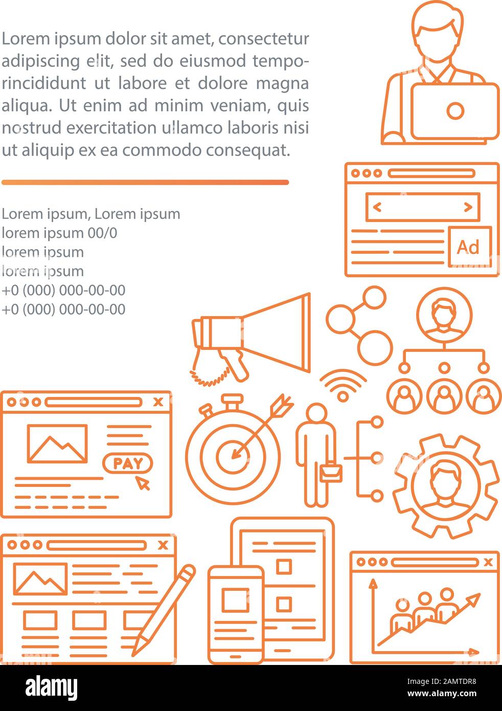 Digital marketing article page vector template. Search engines ...