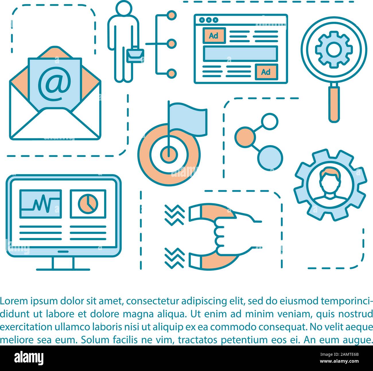 Digital marketing article page vector template. Customer attraction ...