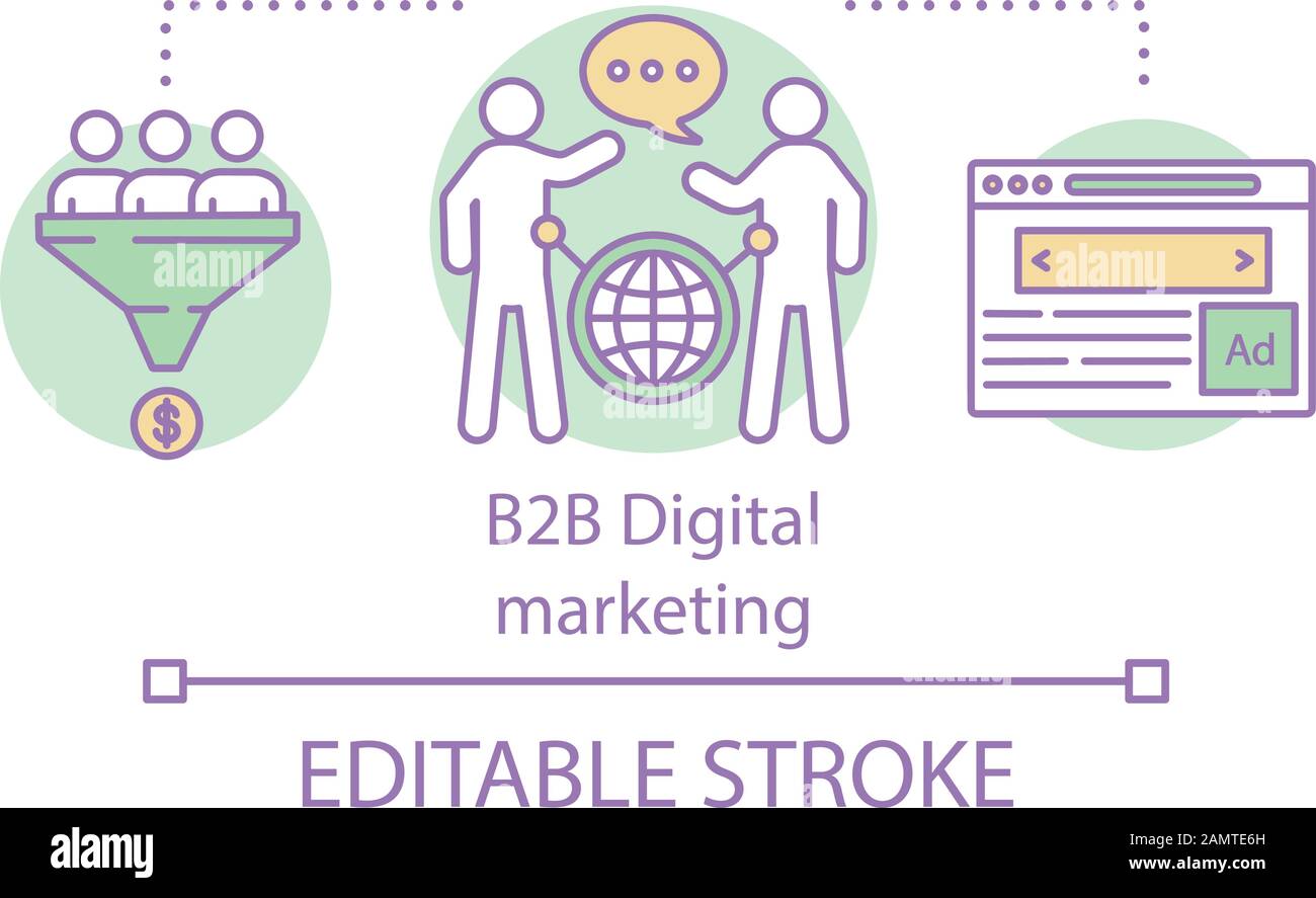 B2B Digital marketing concept icon. Business to business model idea ...