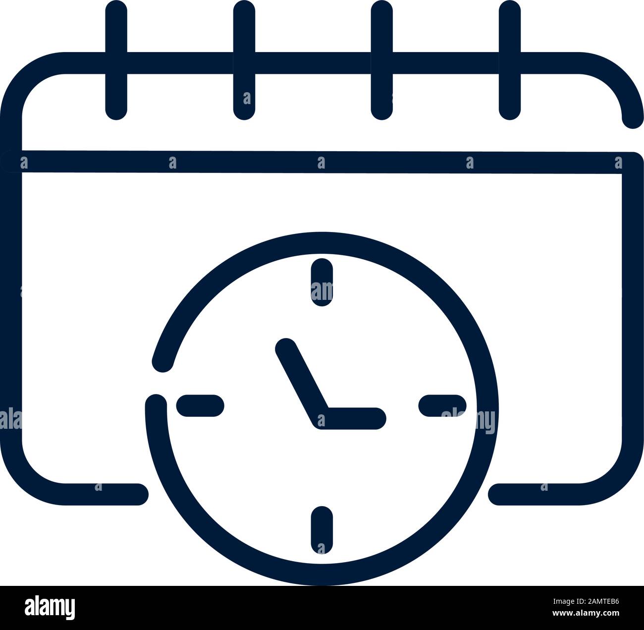 time clock and calendar date timer linear design on white background ...