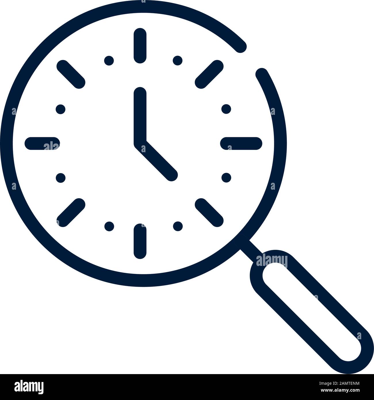 time clock magnifier searching linear design on white background vector ...