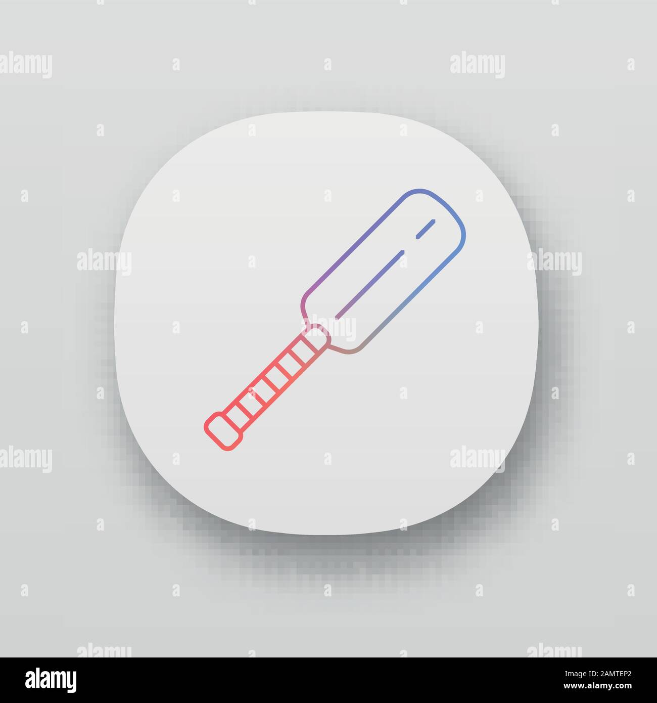 Cricket bat app icon. Equipment for batsmen. Wooden flat block with ...