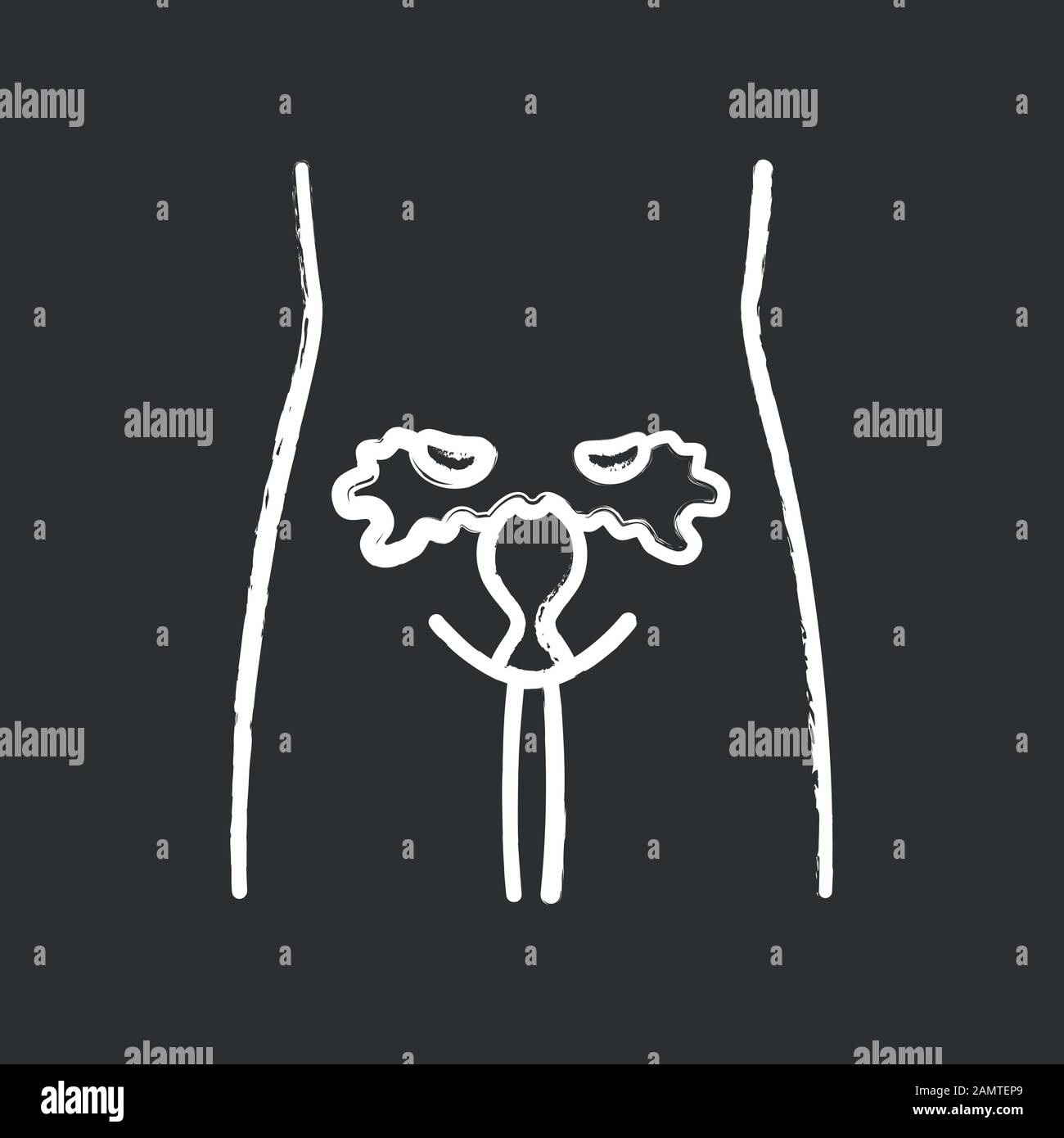 Ill women reproductive system chalk icon.Infertility. Sore human organ ...
