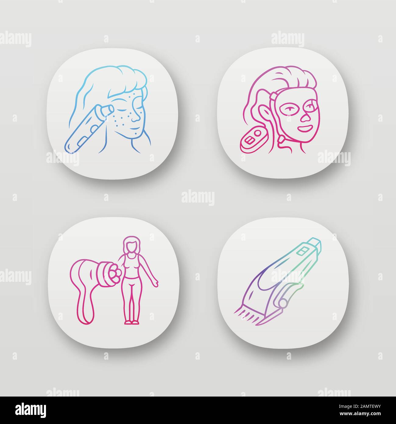 Astronomy app icons set. Space exploration. Telescope, Solar System, artificial satellite ...