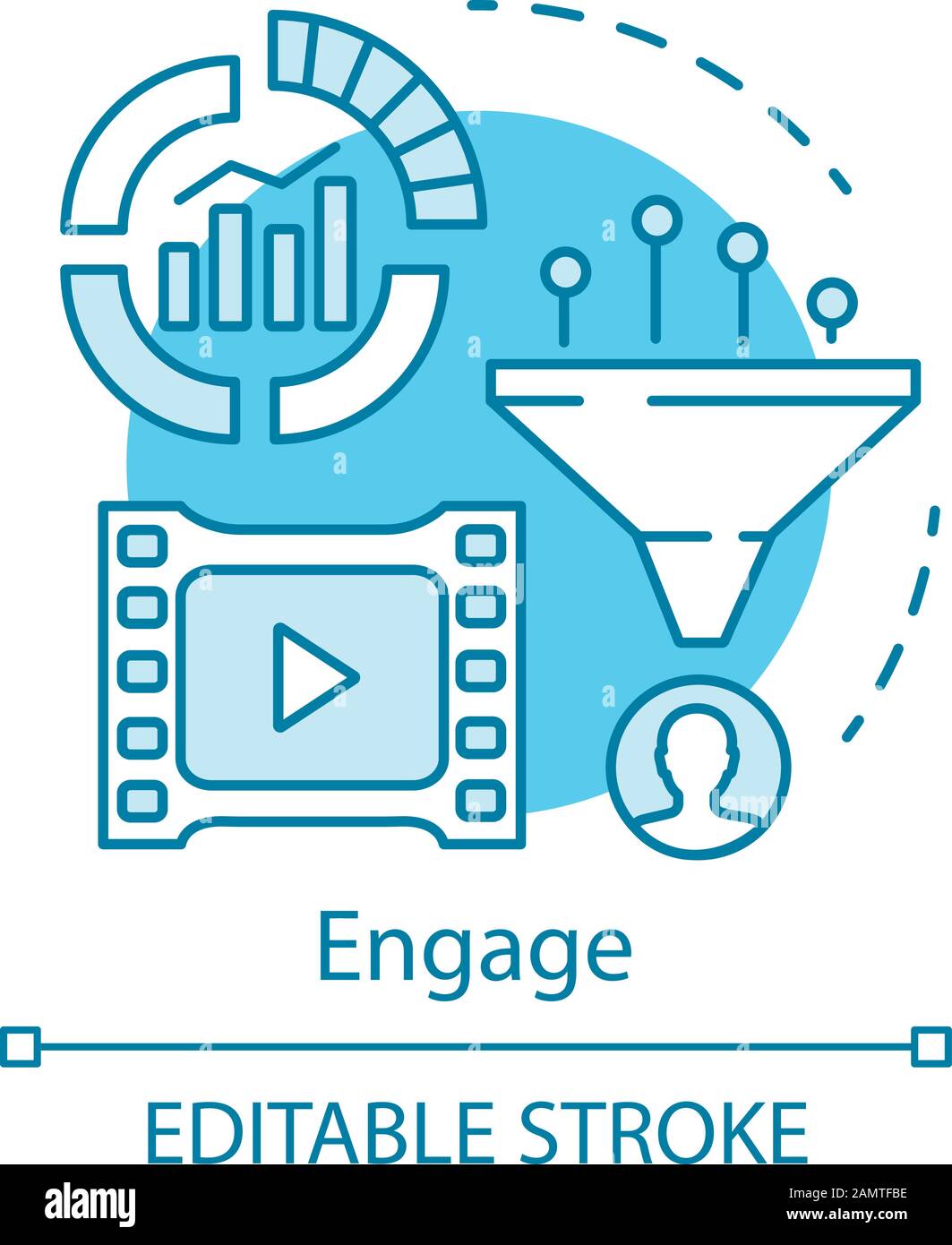 Engage blue concept icon. Inbound marketing method for customer idea thin line illustration ...