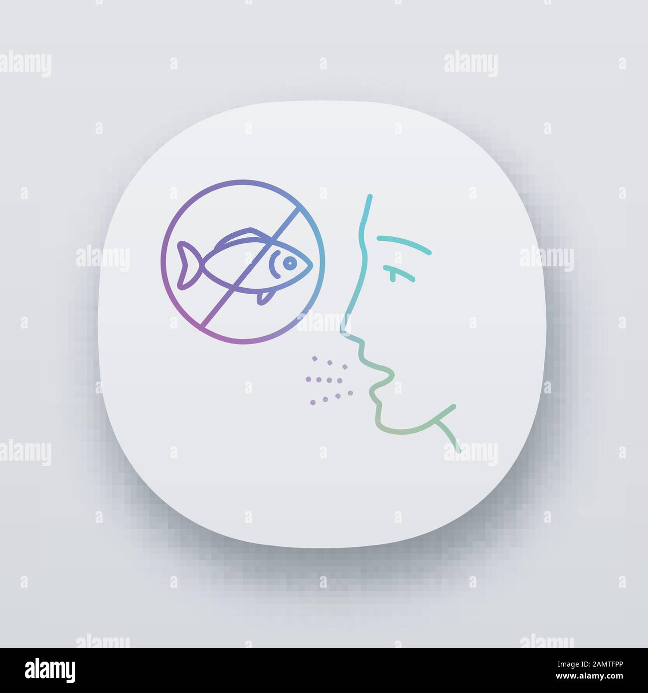 Fish allergy app icon. Finned fish sensitivity. Hypersensitivity of ...