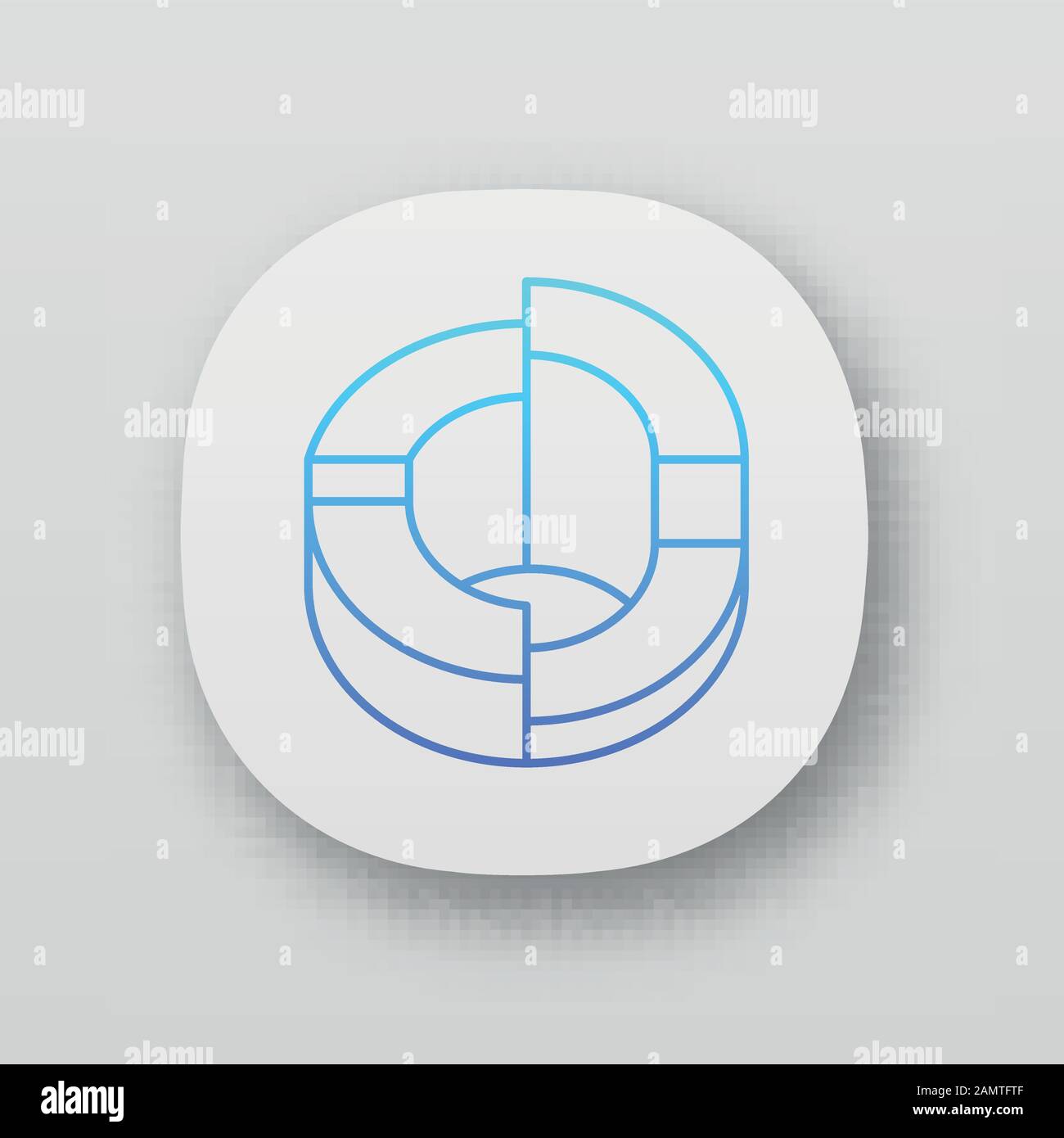 Three-dimensional diagram app icon. 3-space ring. Comparisons among discrete categories ...