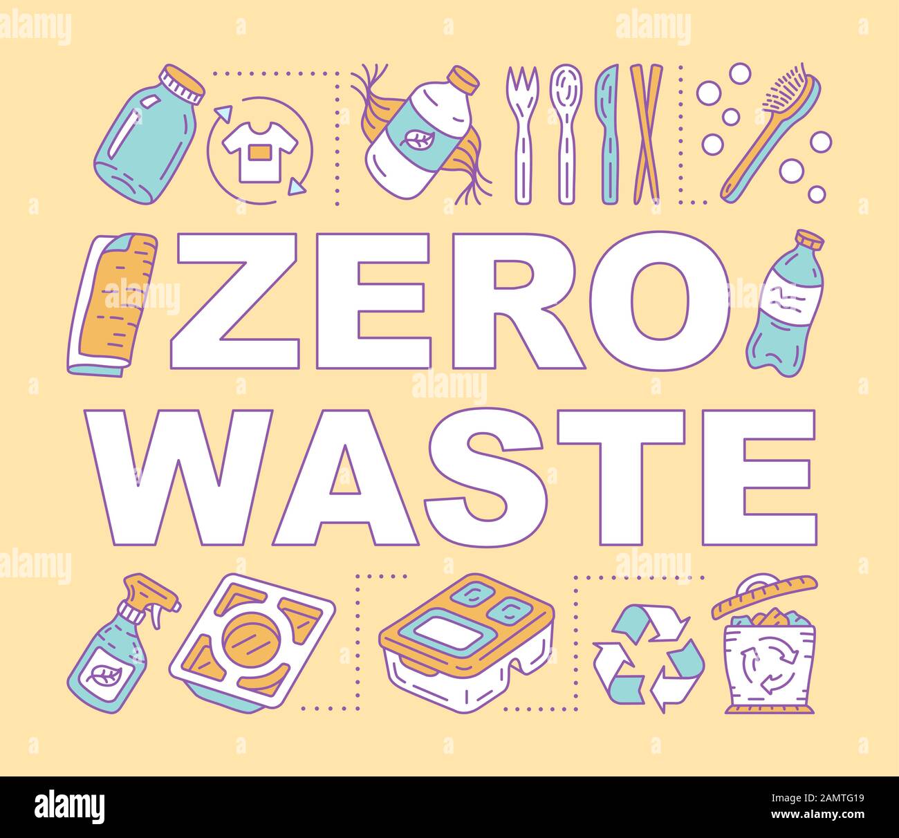 Zero waste products word concepts banner. Recyclable, reusable organic ...