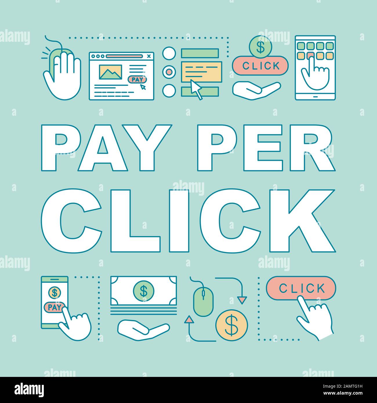 Pay per click word concepts banner. Digital marketing tactic. Internet ...