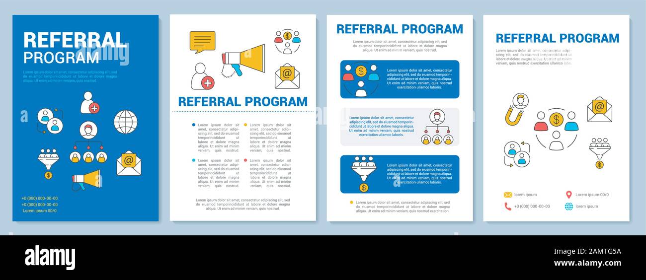 Marketing referral program brochure template layout. Customer ...