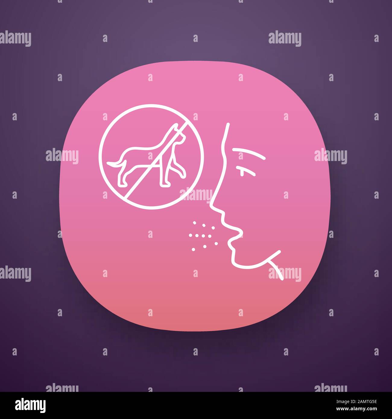 Cat allergy app icon. Pet allergens sensitivity. Ban on cats, human ...