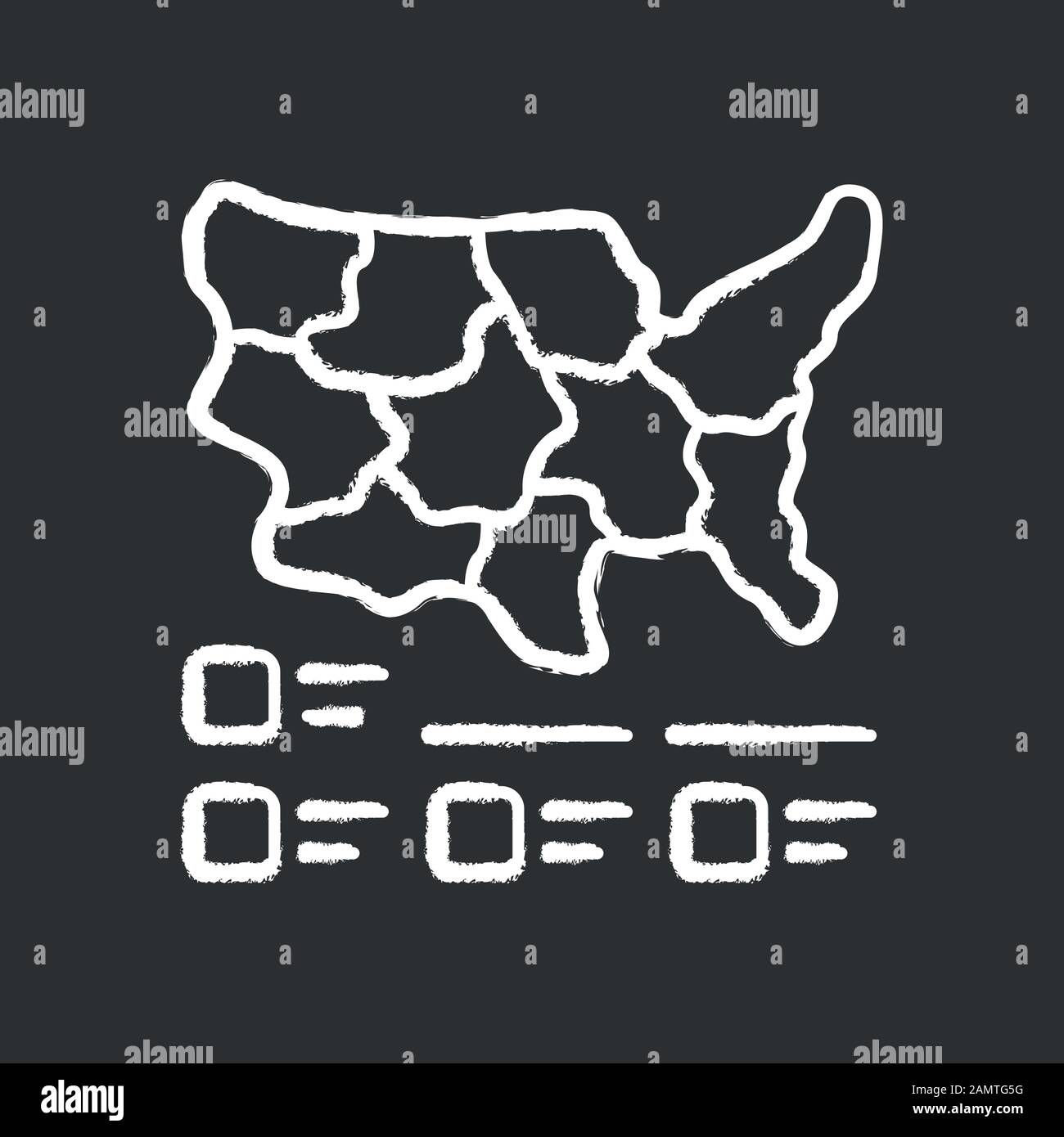 Cartogram chalk icon. Diagram. USA map with statistics. Data ... Cartogram chalk icon. Diagram. USA map with statistics. Data ...