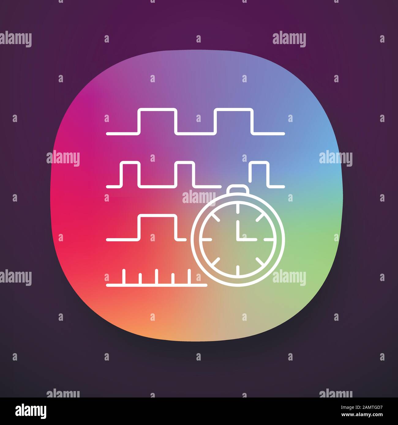 Timing diagram app icon. Signals set in time domain. Process chart ...