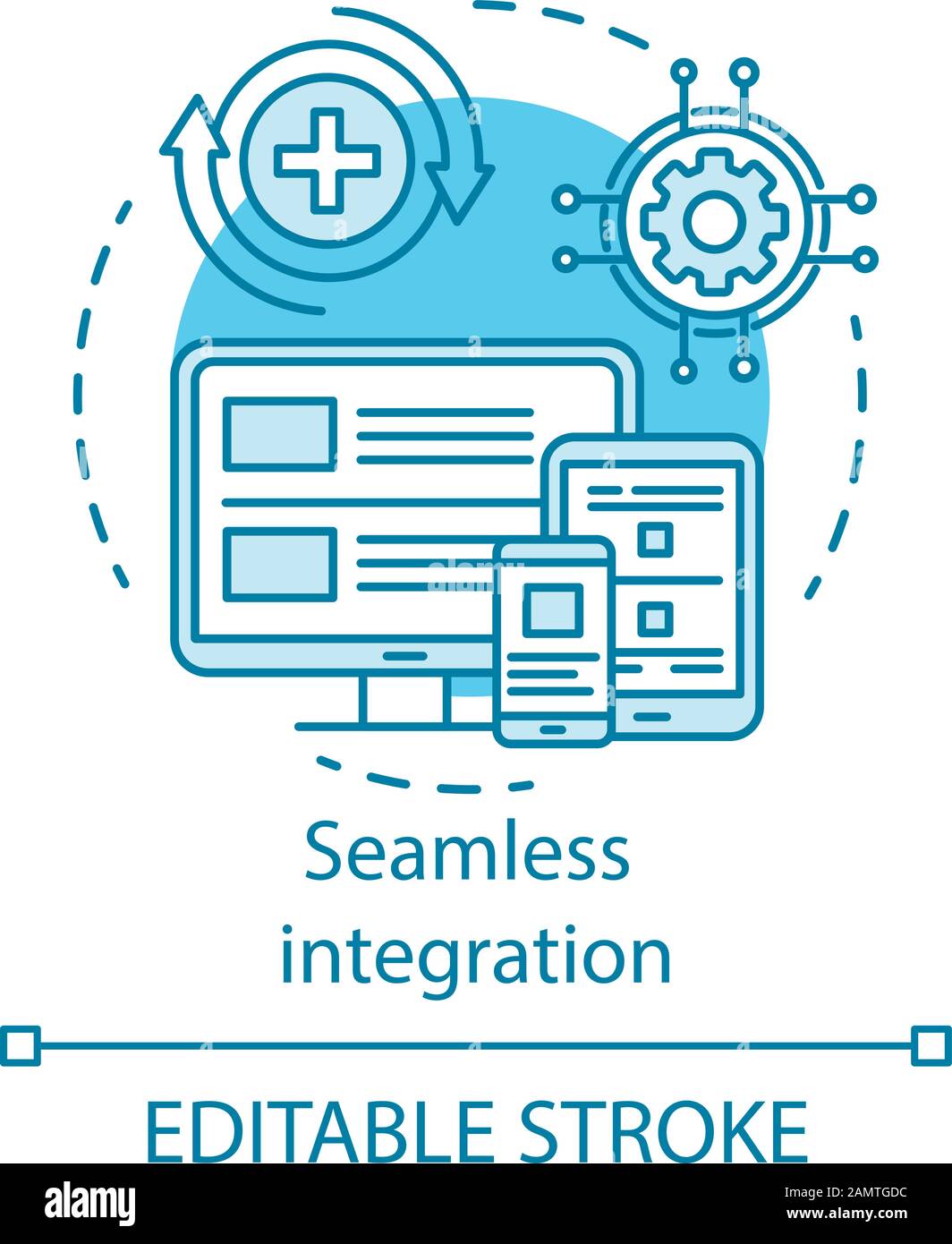 Seamless integration concept icon. Referral marketing idea thin line ...