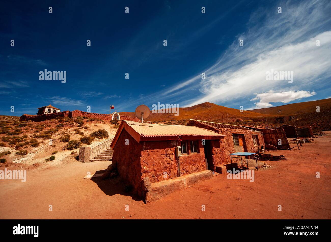 Tipycal houses at Machuca Village, Atacama Desert, Antofagasta, Chile ...