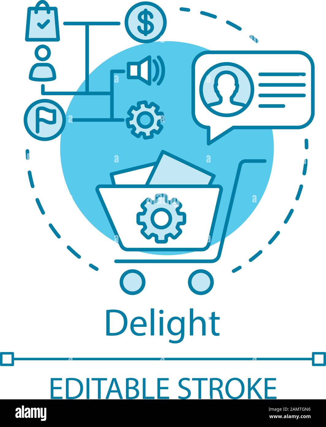 Delight blue concept icon. Inbound marketing method for customer idea ...