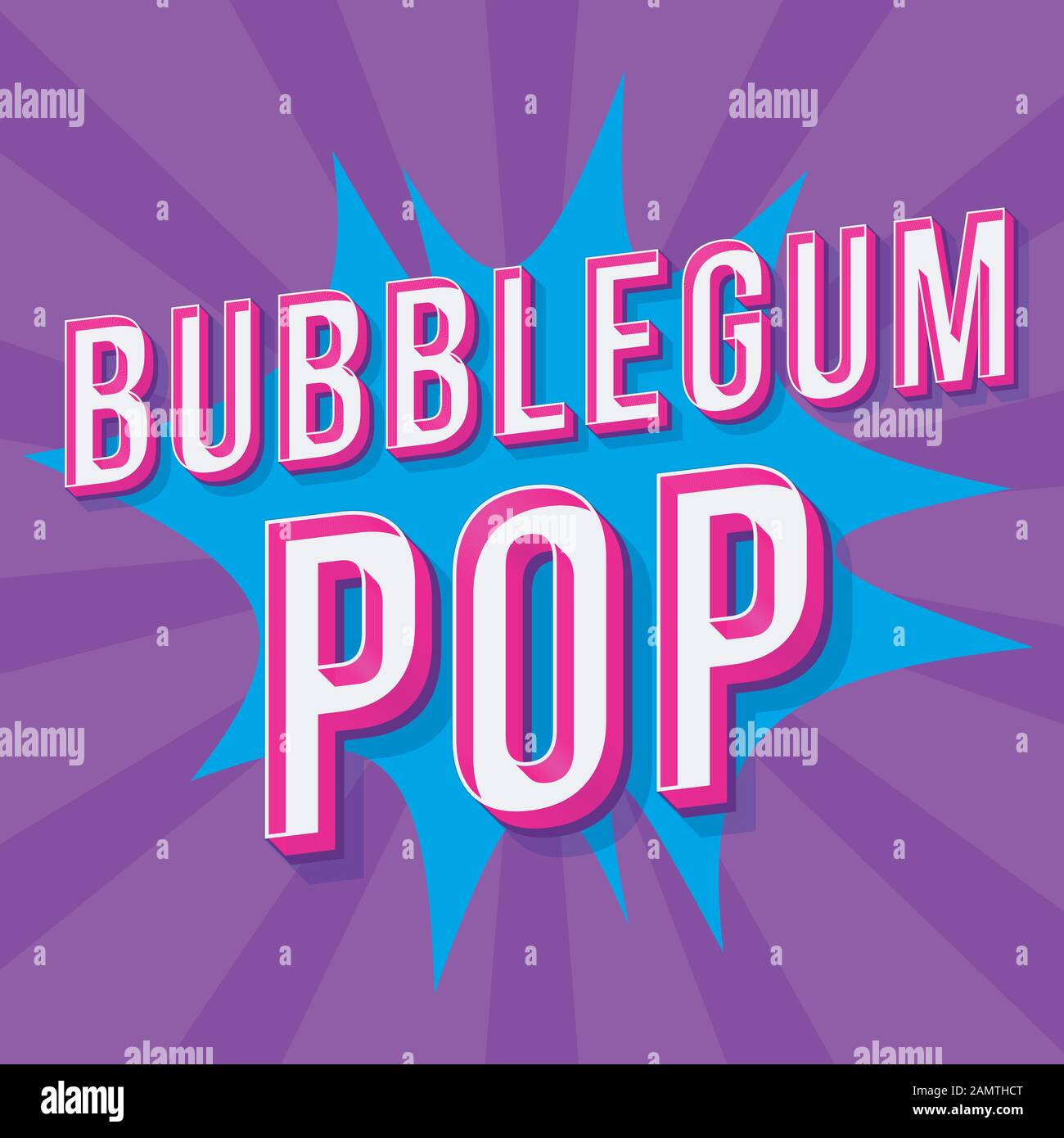Bubblegum pop vintage 3d vector lettering. Retro bold font, typeface ...