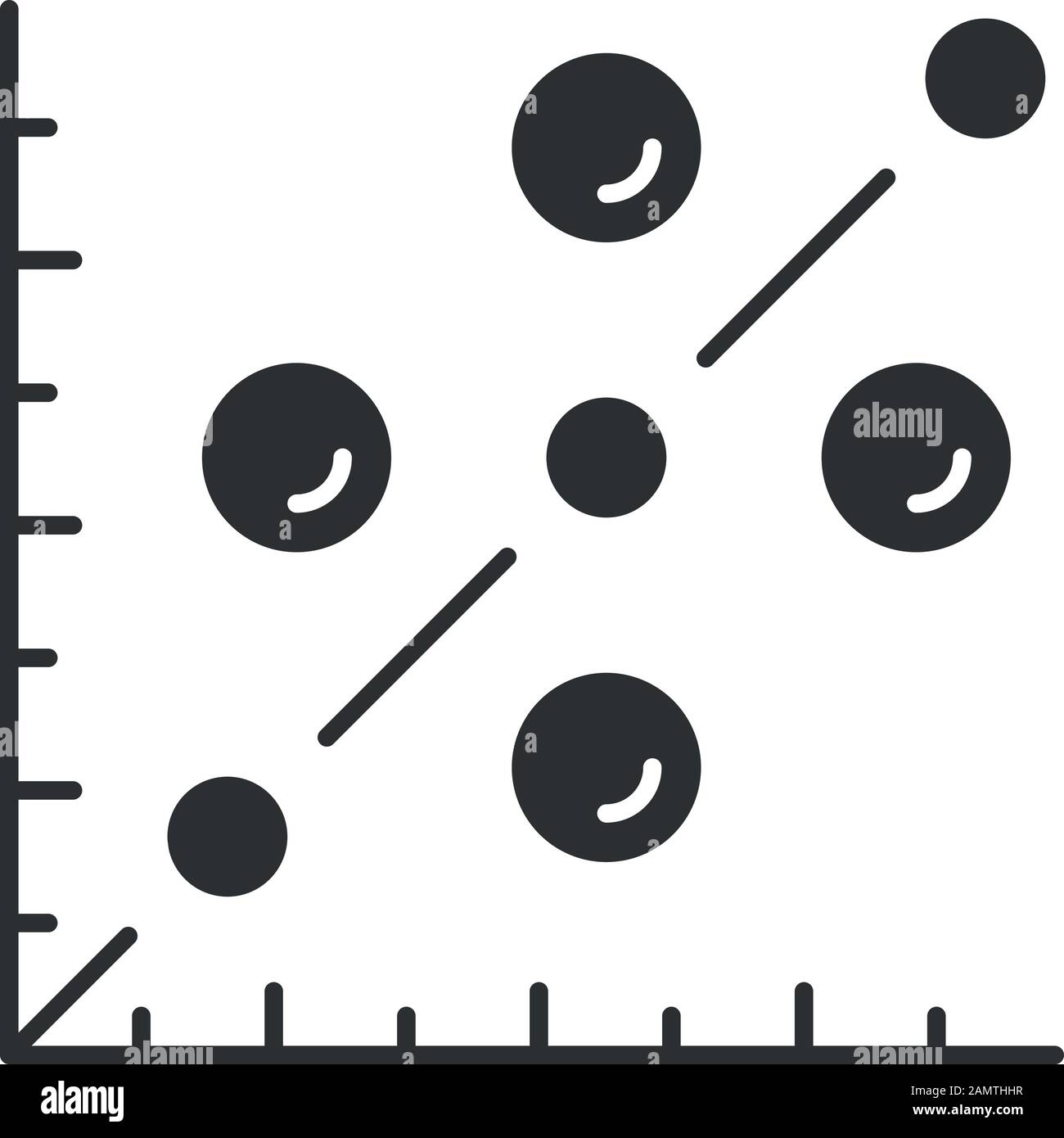 Scatter plot glyph icon. Scattergram. Mathematical diagram. Symbolic representation of ...