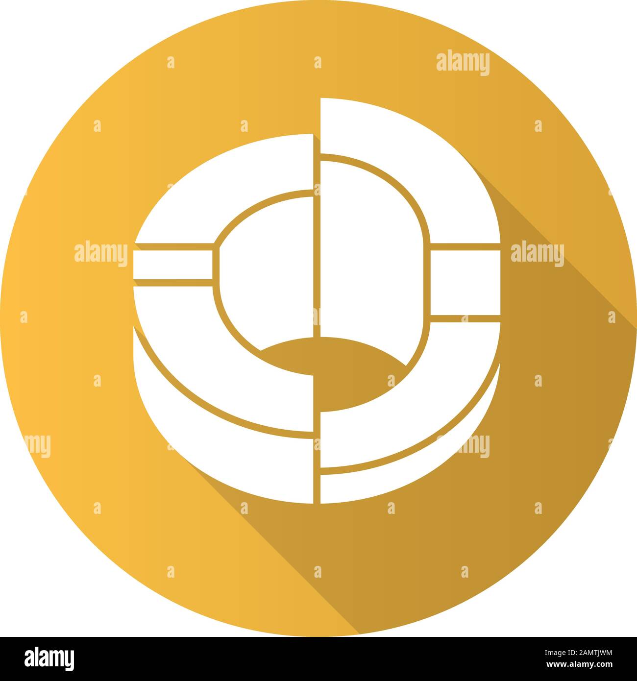 Three-dimensional diagram flat design long shadow glyph icon. 3-space ...