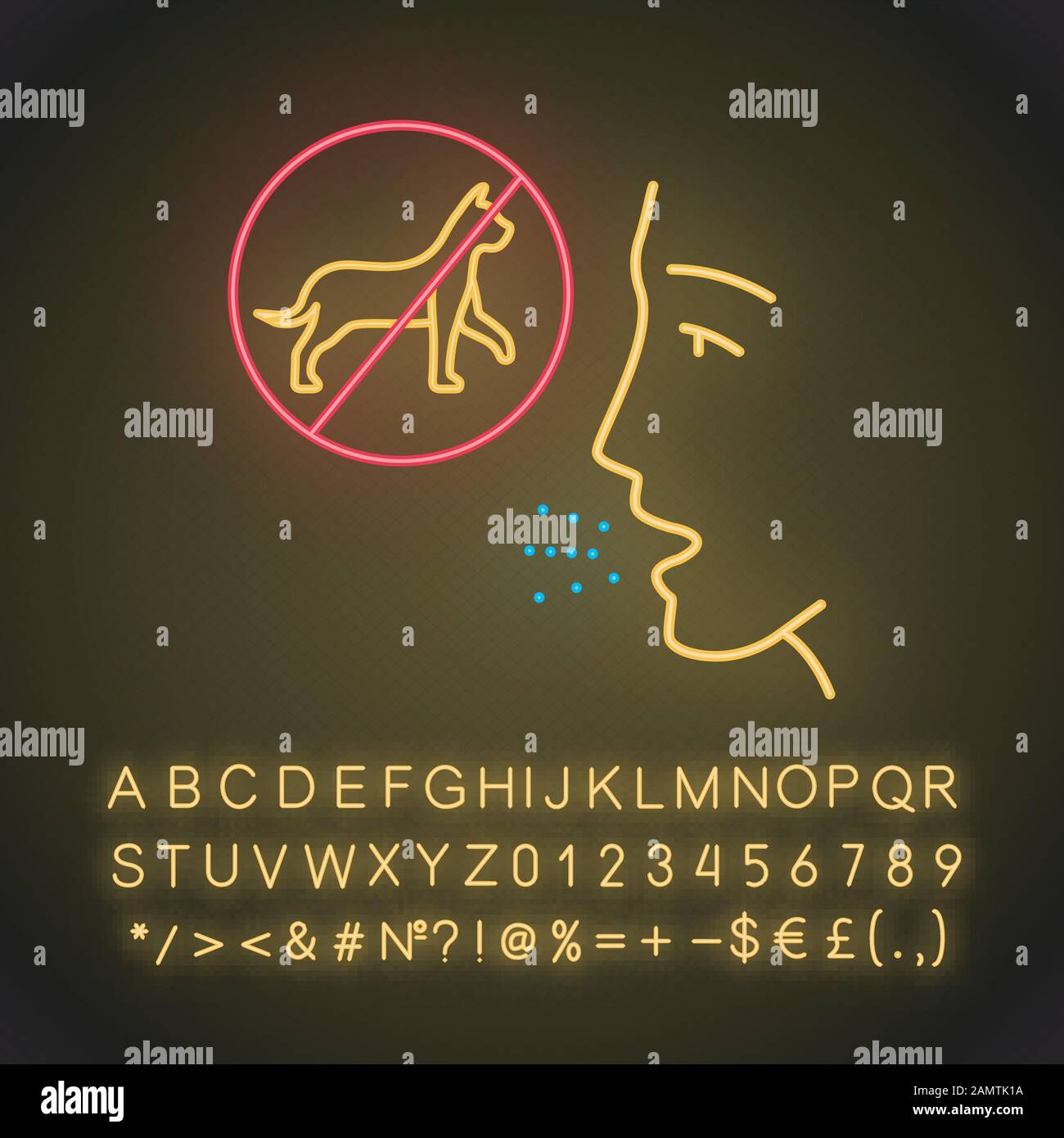 Cat allergy app icon. Pet allergens sensitivity. Ban on cats, human ...