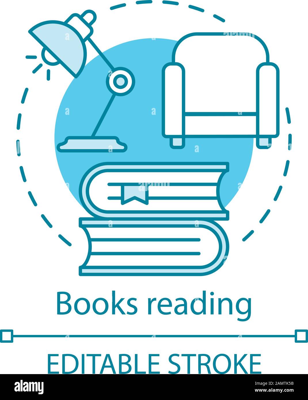 Books reading concept icon. Family time together idea thin line ...
