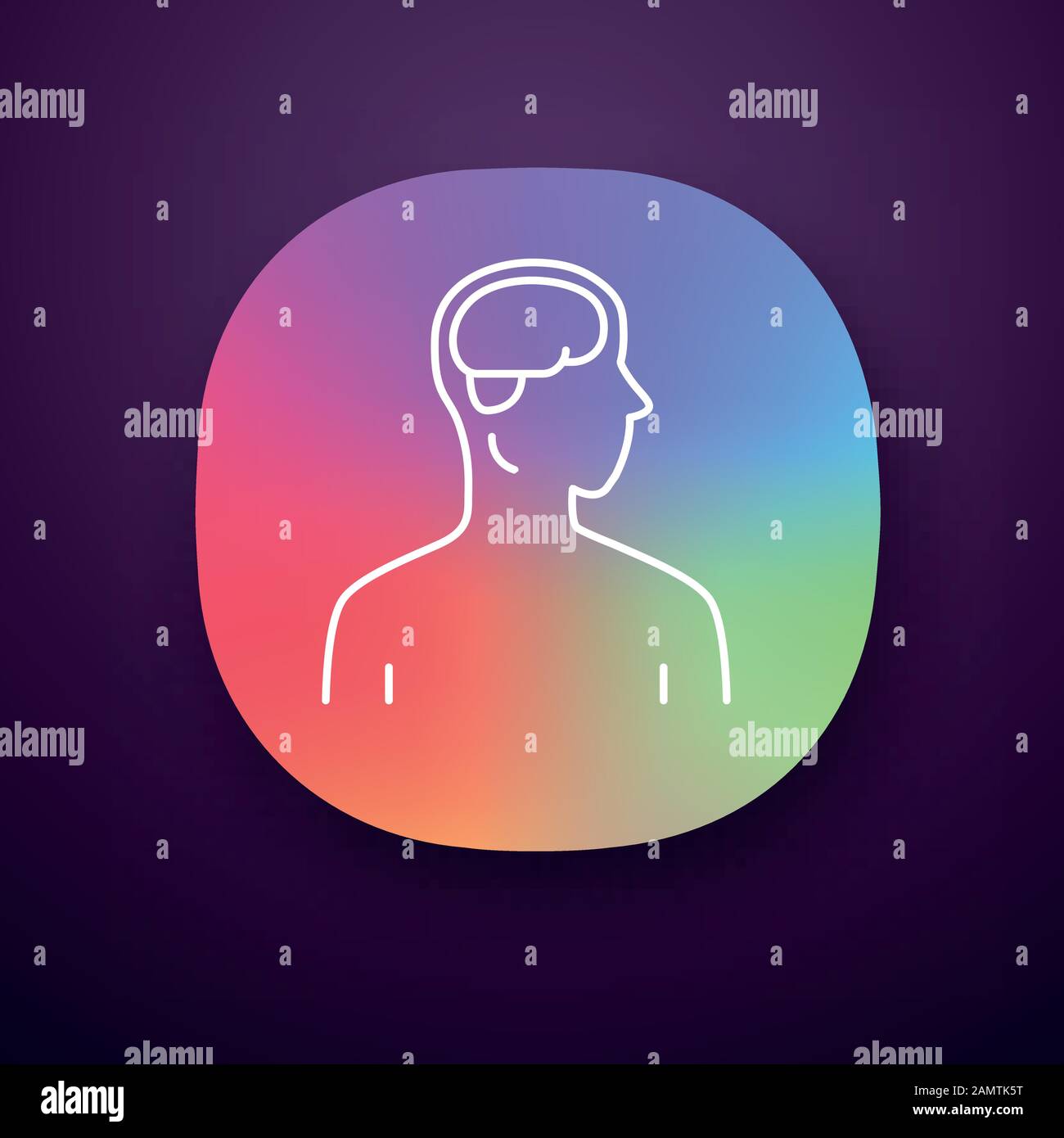 Healthy brain app icon. Human organ in good health. Functioning nervous ...