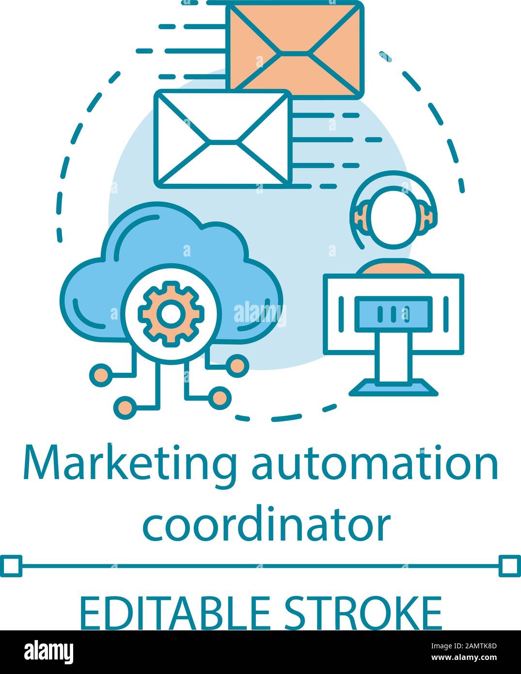 Marketing automation coordinator concept icon. Digital marketing ...